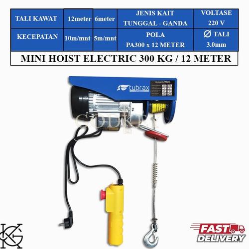 Jual JAPAN TUBRAX Mini Hoist Electric Kapasitas 300 Kg 12 Meter PA300 ...