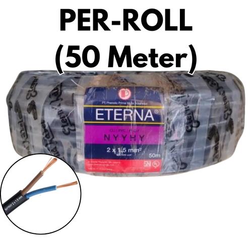 Jual PER-ROLL Kabel Serabut NYYHY 2 x 1.5 mm x 50 meter Eterna Hitam ...