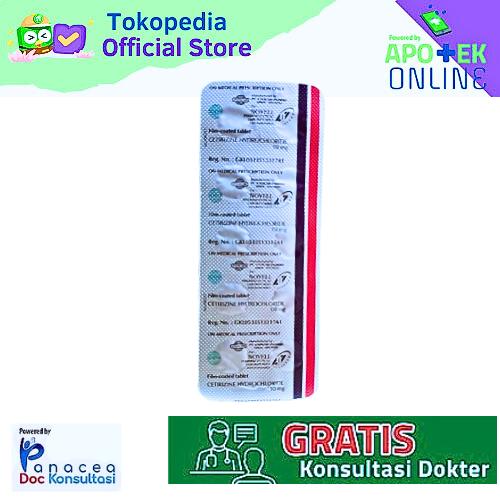Jual Cetirizine 10 Mg 1 Strip 10 Tablet OBAT ALERGI ANTIHISTAMIN ...