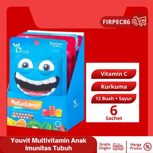 Promo Youvit Multivitamin Anak 6 Sachet Vit.C, D, Zink, Sayur, Buah ...
