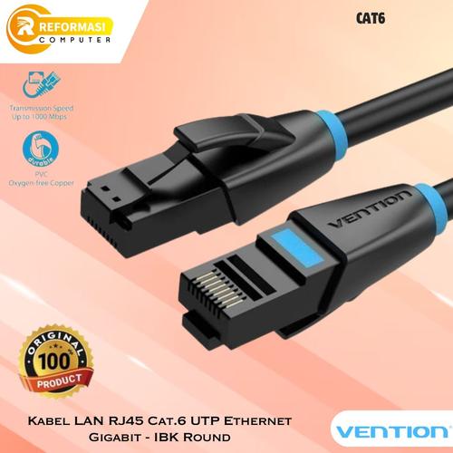 Jual Kabel LAN Vention 25M RJ45 Cat.6 UTP Ethernet Gigabit - IBK Round ...