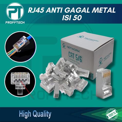 Promo Konektor UTP RJ 45 isi 50 cat 6e /jack conector rj45 Besi (Shield ...
