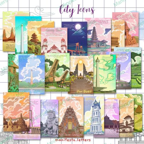 Jual Postcard City Icons 2 Indonesia | Kartupos Landscape | Ikon Kota ...