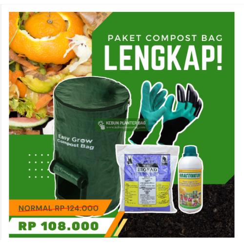 Jual PAKET LENGKAP Compost Bag 80 Liter Easy Grow Tas Alat Kompos ...