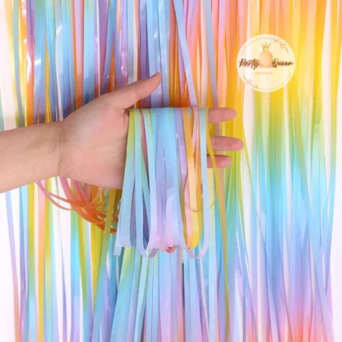 Jual Tirai Rumbai Foil Pastel / Backdrop Foil Background Rainbow Pastel ...