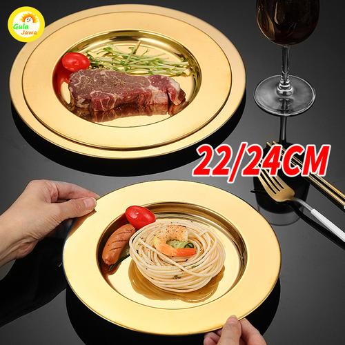 Jual Piring Stainless Gold Premium Foodgrade Padat Tebal Gold Plate ...