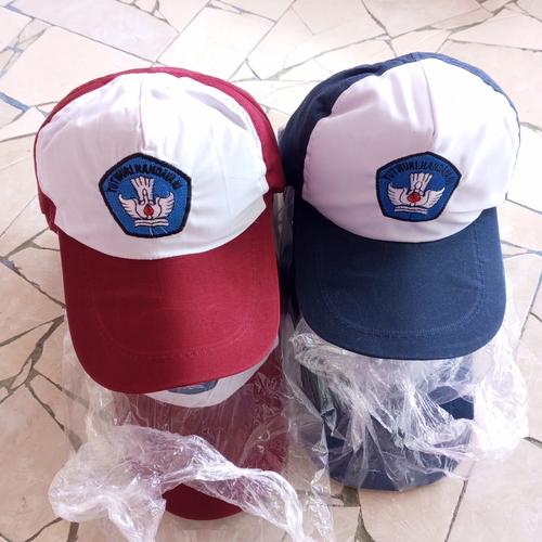 Jual Topi SD SMP LOGO Baru / Blok biru SD merah putih SMP putih biru ...