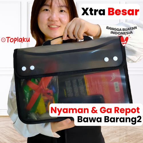 Jual Topla Premium Map Tas Dokumen Plastik Kancing 4 Jaring School Bag ...