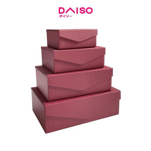Jual Daiso Paper Box with Lid -4 Sizes - Rectangular - Wine- - L ...