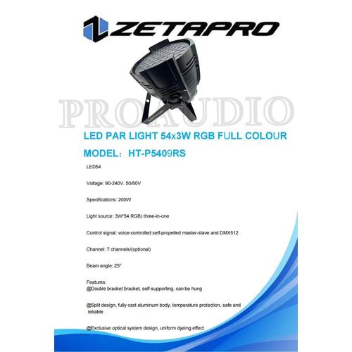 Jual ZETAPRO LAMPU PAR LIGHT 54 X 3W LED RGB HT-P5409RS / LAMPU ...