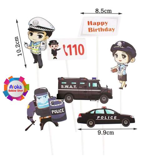 Jual Topper Cake Ulang Tahun Tema Polisi / Dekorasi Kue Polisi Bahan ...