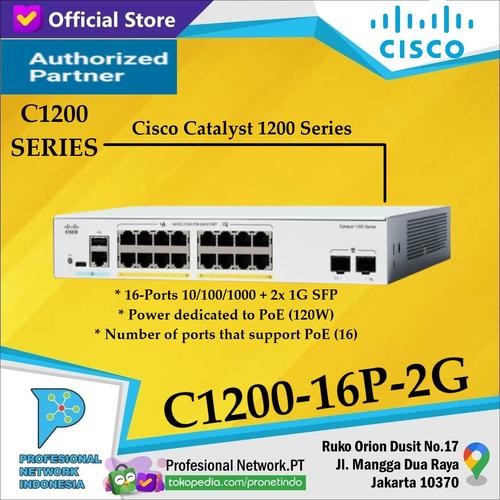 Promo Cisco Catalyst 1200 Series C1200-16P-2G Smart Switch 16-Port PoE ...