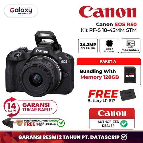 Promo Canon EOS R50 Kit RF-S 18-45MM STM Kamera Mirrorless Garansi Resmi - Black - Paket A Cicil ...