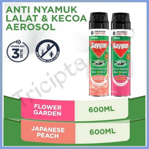 Jual Baygon Obat Nyamuk Semprot Aerosol 600+75ml - Japanese Peach ...