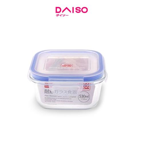 Jual Daiso Microwave Safe Heat-Resistant Glass Sealed Container -530mL ...
