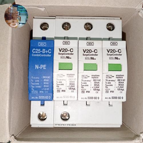 Jual Penangkal Petir Surge Arrester OBO V20-C 280VAC 3P+NPE ORIGINAL ...