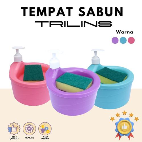 Jual Tempat Sabun Bulat 1000ml + Spons Cuci Piring (2in1) Dispenser ...