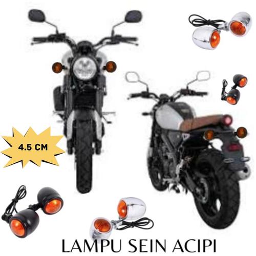 Jual Lampu Sein Vintage Motor Bulat Besi Black Chrome - Chrome ...