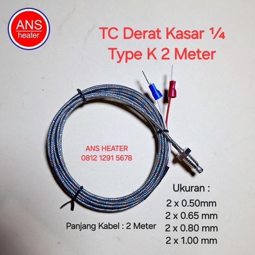 Jual Thermocouple Type K Baut 1/4" Kabel Sreen 2x0.55mm 2 Meter - Kabel ...