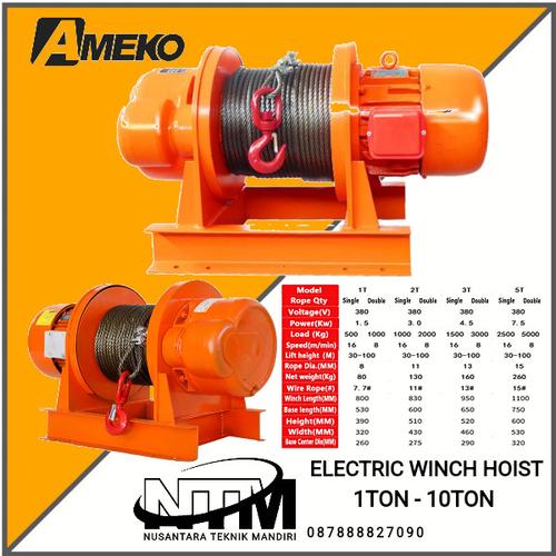 Jual Electric winch crane Hoist 2 Ton x 100 Meter Ameko - Jakarta Barat ...