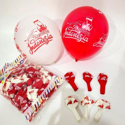 Jual Balon Latex Merah Putih Tulisan Indonesia Merdeka Dekorasi 17 ...