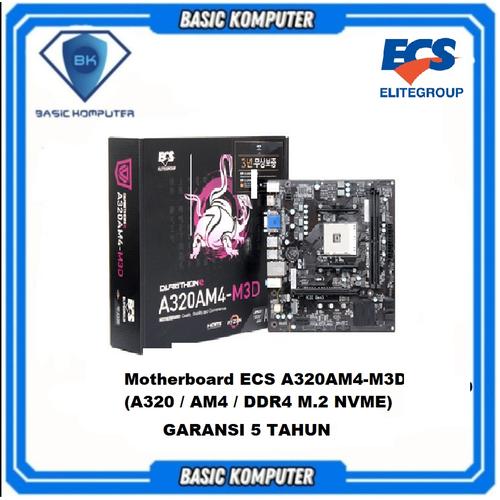 Jual Motherboard ECS A320AM4-M3D (A320 / AM4 / DDR4 M.2 NVME) - Jakarta ...