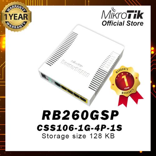 Promo MikroTik RB260GSP 5x Gigabit PoE out Ethernet Smart Switch, SFP ...