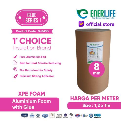Jual ENERLIFE INSULASI/PEREDAM PANAS ATAP SUPER+GLUE Tebal 8mm Meteran ...