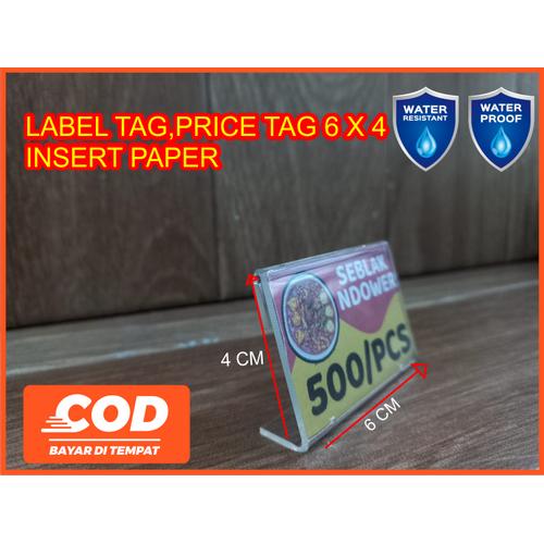 Promo Name/price tag/Label Display/stand Acrylic/akrilik model L. 4x6 ...