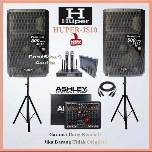 Jual Paket Sound System Speaker Aktif HUPER JS10 Mixer Ashley 8 Ch 2 ...