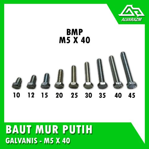 Jual Baut Mur Putih BMP Hexagon Hex Galvanis M5x40 M5 x 40 mm - Kab ...