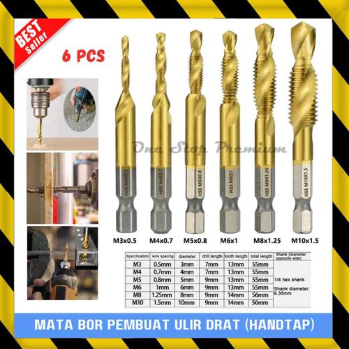 Jual Mata Bor Handtap Hand Drill Tap Senai Snai Snei Screw Hex Twist ...
