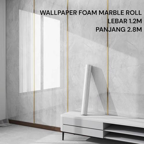Jual Wallpaper dinding vinyl marble roll 1.2m x 2.8m aluminium foil ...