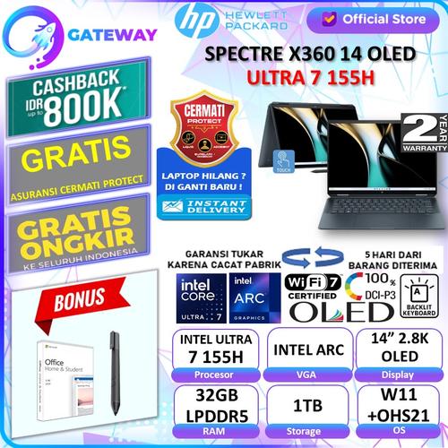Promo HP Spectre X360 14 Oled Ultra 7 155H 32GB 2TB W11+OHS 14.0 2.8K ...