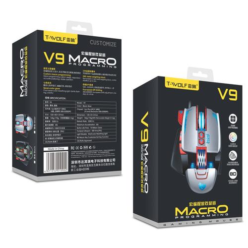 Jual Mouse Gaming T-WOLF V9 Macro Programming 8 Tombol RGB T-WOLF 3200 ...