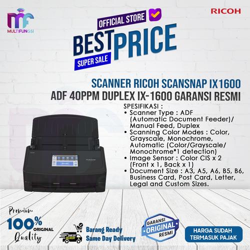 Promo Scanner Fujitsu / Ricoh ScanSnap IX1600 ADF 40ppm Duplex IX-1600 ...