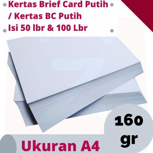 Jual LARIS KERTAS BRIEF CARD (BC) 160 GRAM A4 , F4 ISI 50 LEMBAR & 100 ...