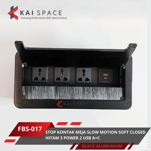 Jual STOP KONTAK MEJA SLOW MOTION SOFT CLOSED HITAM 3 POWER 2 USB A+C ...