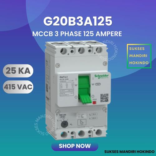 Jual Breaker 3 Phase 125 Ampere 3P 125A MCCB 3 Pas 125 Amper Gopact 25kA G20B3A125 Schneider ...