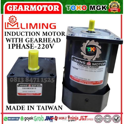 Jual LIMING CM-09IG60S-BF 60WATT 1PHASE 4POLE W/ CG-09B3 ~ CG-09B18 ...