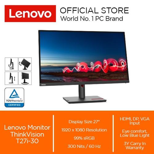 Jual Monitor LENOVO ThinkVision T27i-30 27" FHD IPS Anti-glare VGA DP ...