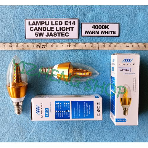 Jual LAMPU LED E14 CANDLE LIGHT 5W 4000K WARM WHITE JASTEC / AVERA ...