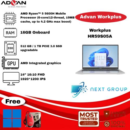 Jual Laptop Advan Workplus AMD Ryzen 5 6600H 16GB 512GB 14" FHD W11 - Kota Bandung - Next ...