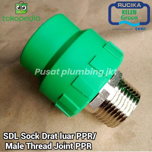 Jual SDL Sock drat luar ppr 20mm x 1/2" Male thread joint Rucika green ...