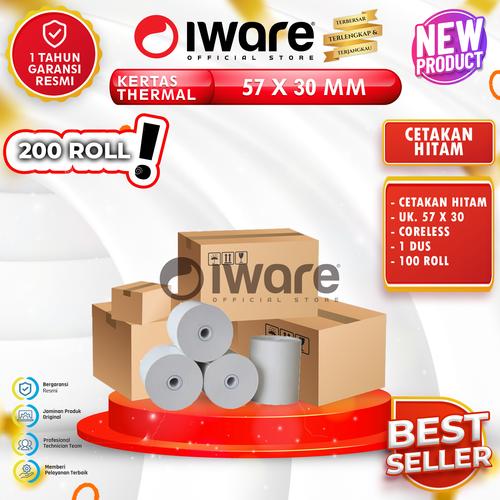 Promo Kertas Thermal Struk Kasir 57x30mm 1 Dus Isi 200 Roll Cetakan ...