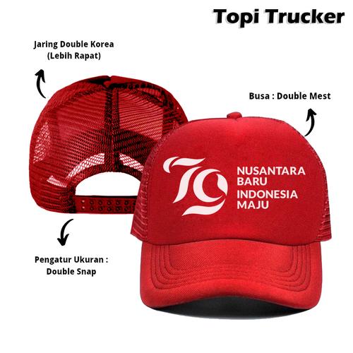 Jual Topi trucker jaring custom sablon HUT RI Dirgahayu Kemerdekaan ...