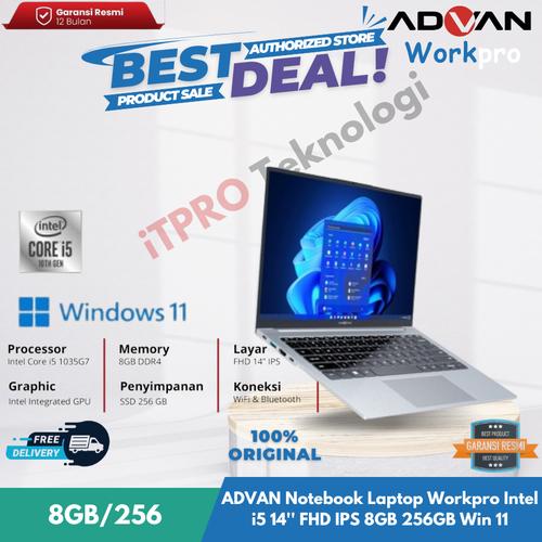 Jual ADVAN Notebook Laptop Workpro Intel I5 14'' FHD IPS 8GB 256GB Win ...