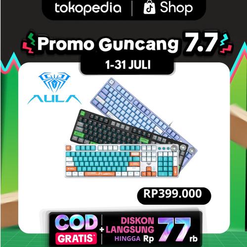 Promo Keyboard Gaming Multimedia Mechanical AULA F2088 PRO - BLUE ...