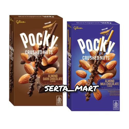 Jual Pocky Crushed Nuts Biskuit Stik Almond Dark Cokelat / Coklat Susu ...