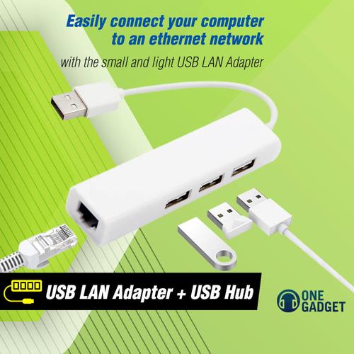 Promo Adapter Cable USB to LAN RJ45 Fast Ethernet Converter with 3 USB ...
